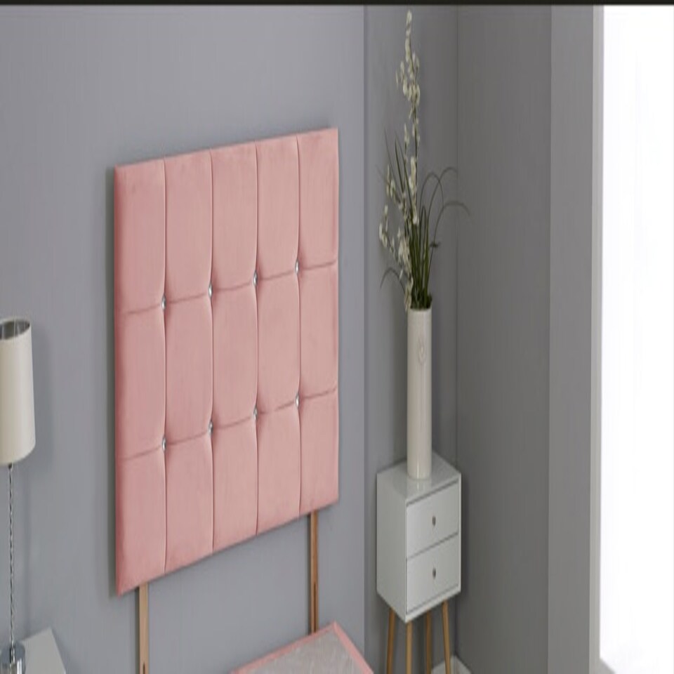 Pink Plush Velvet Cube Headboard Pink | 4FT Small Double 20"inch ...