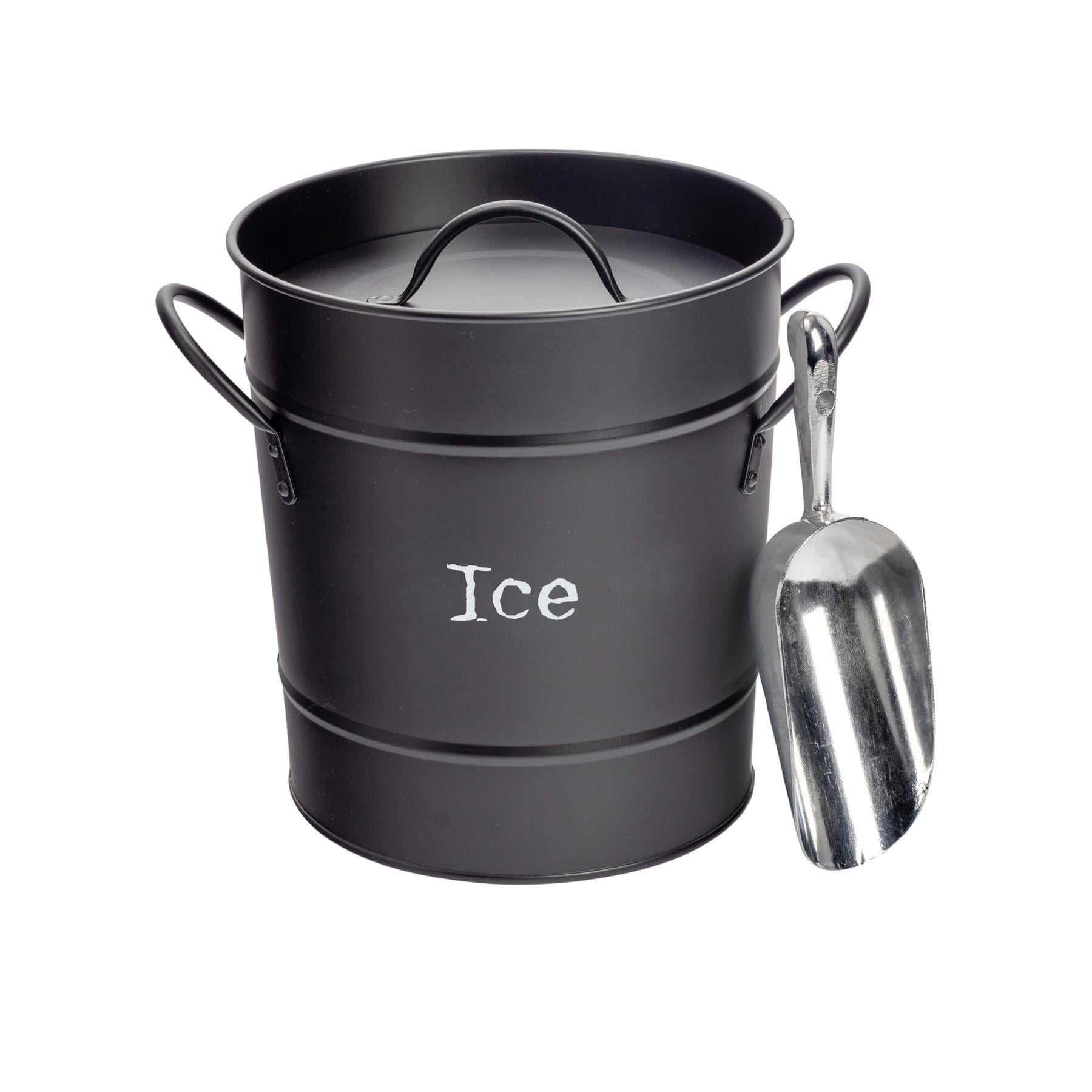 Harbour Housewares Metal Ice Bucket with Scoop and Lid - 4.5L Insulated ...