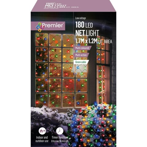 Premier Net LED Lights Multi-Coloured 1.7 x 1.2m - Tesco Groceries
