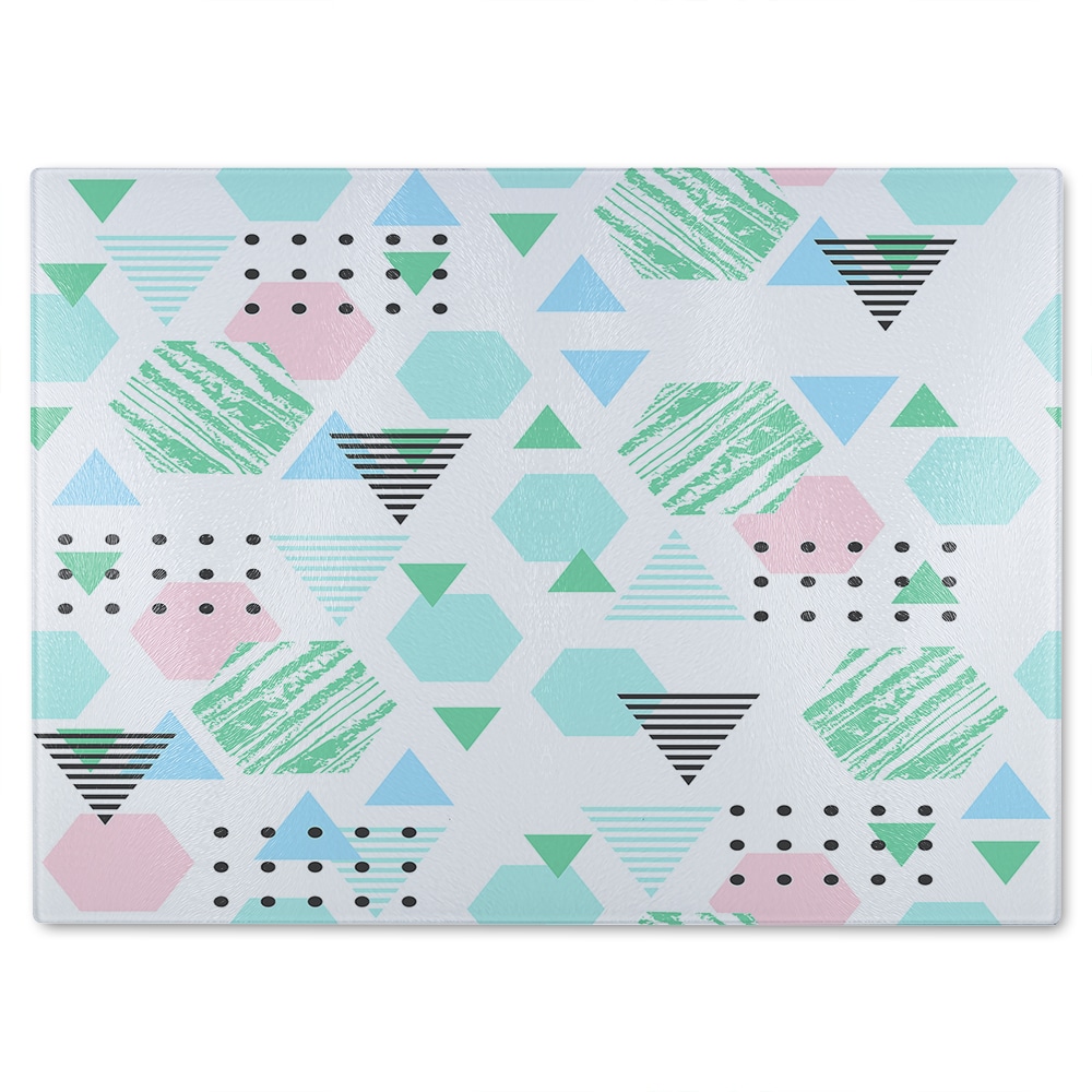 Geometric Shapes Glass Chopping Board | Multi - Tesco Groceries