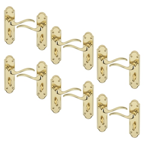 Lisbon Metal Lever Latch Door Handles Set Rose Internal & External ...