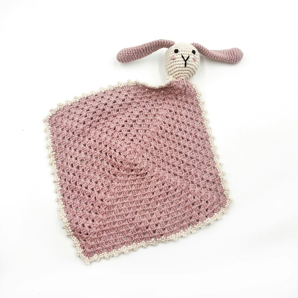 Crochet Baby Toy Sleepy bunny dusky pink - Tesco Groceries