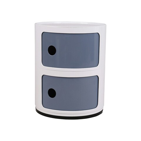 Living and Home Cylindrical 2-Tiered Plastic Storage Drawer Unit, White ...