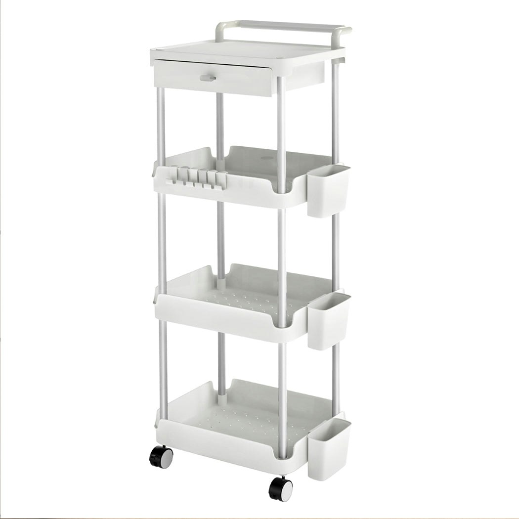 Levede 4 Tier Storage Trolley Cart on Wheels Kitchen Laundry Narrow ...