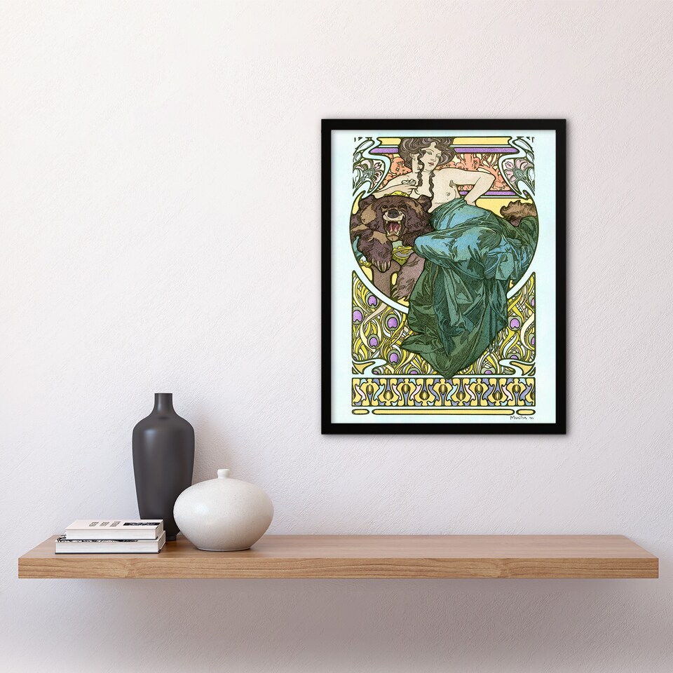 Alphonse Mucha Framed Wall Art Print Woman Reclining on a Bearskin Home ...