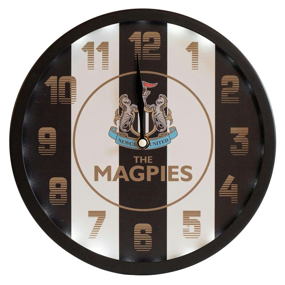 Newcastle United FC Stripe Wall Clock - White/Black/Gold - One Size ...