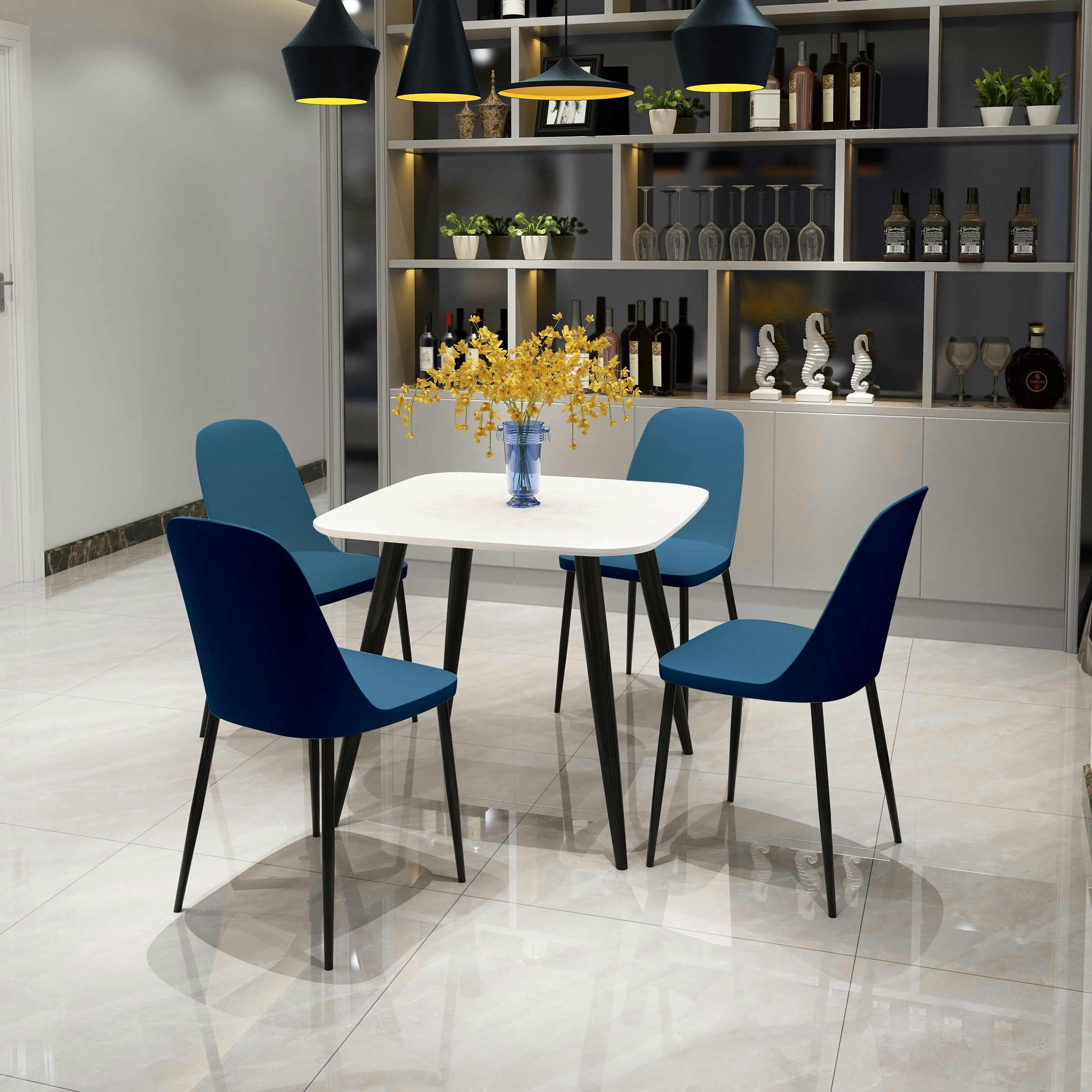 Aspen White 80cm Square Dining Table with 4 Plastic Duo Design Chairs ...