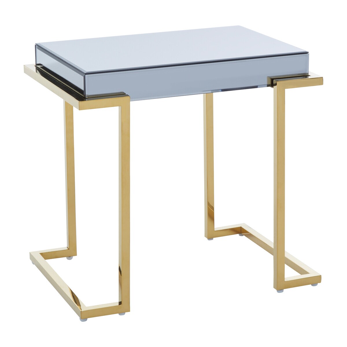 Interiors by Premier Decent End Table With Grey Mirrored Top, Metal ...