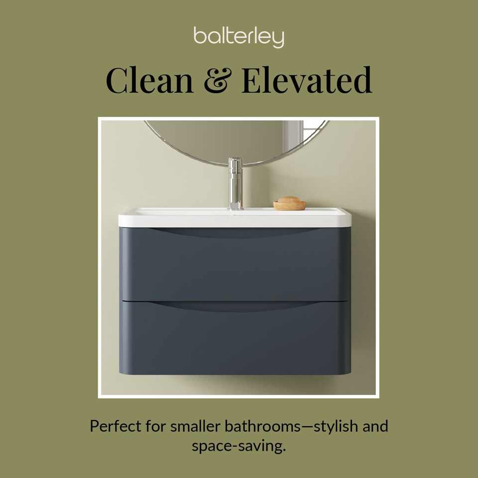 Balterley Arch Wall Hung 2 Drawer Bathroom Vanity Unit & Polymarble ...