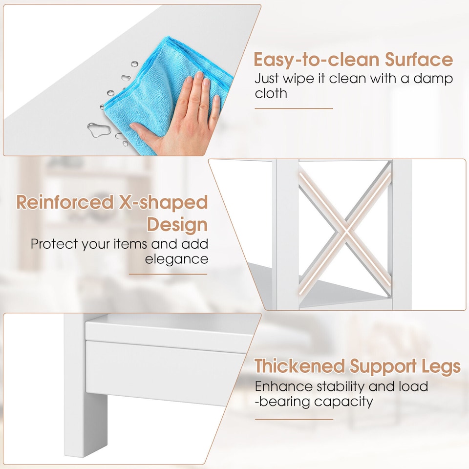 COSTWAY 3-Tier Console Table Sofa Table White - Tesco Groceries