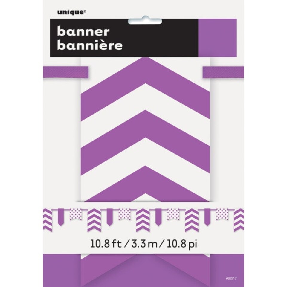 12ft Pretty Purple Dots & Stripes Paper Pennant Banner - Tesco Groceries
