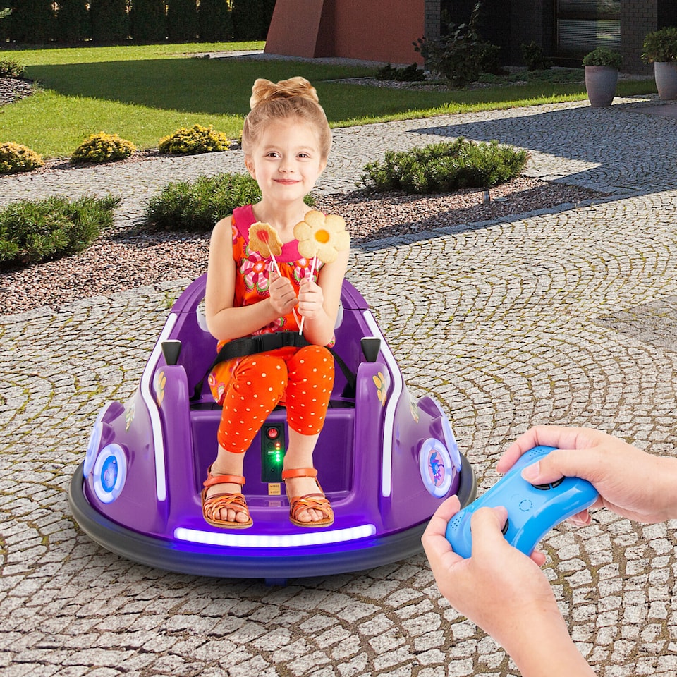 COSTWAY 360° Swivel 12V Electric Ride On Car Kids Purple - Tesco Groceries