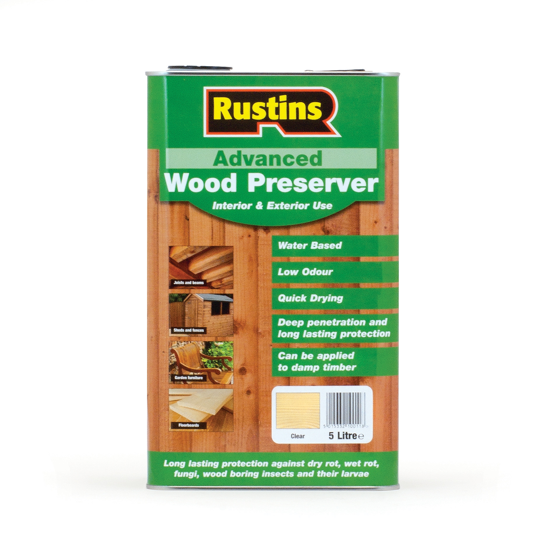 Rustins Advanced Wood Preserver Clear 5 Litre - AWCL5000 - Tesco Groceries