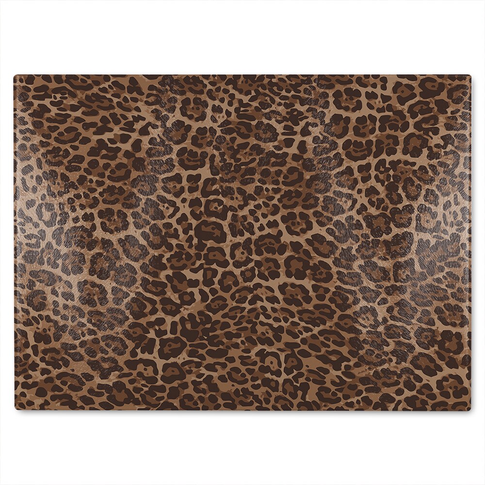 Leopard Print Glass Chopping Board | Multi - Tesco Groceries