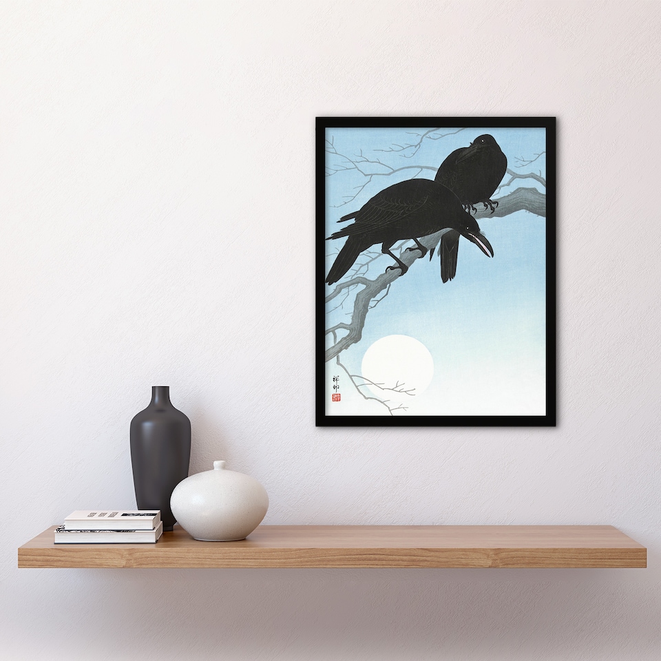 Ohara Koson Framed Wall Art Print Two Crows On A Tree Branch Home Décor ...