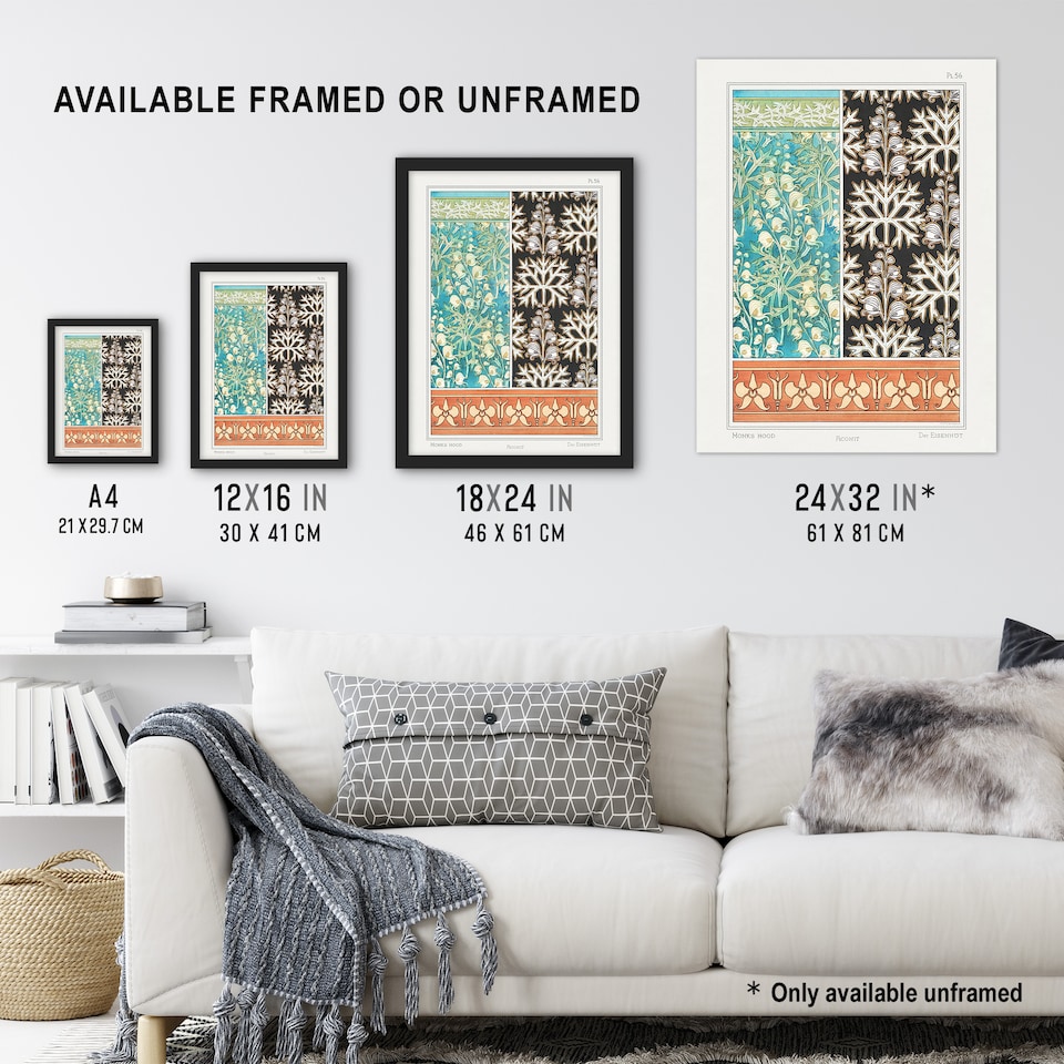 Aconite Monkshood Floral Patterns Vintage Wall Art Print Verneuil 24x32 ...