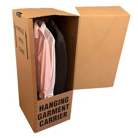 5 x Wardrobe Removal Cardboard Storage Boxes With Hanging Rail | Brown ...