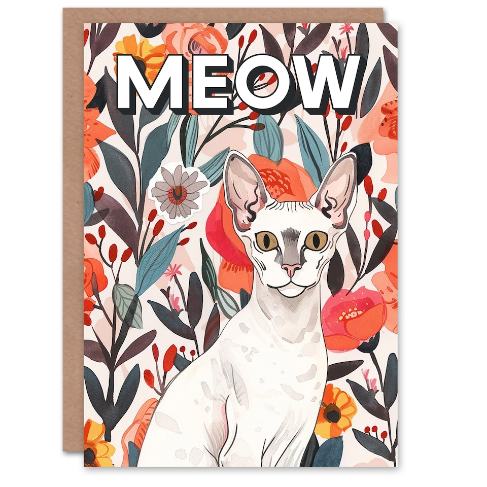 Meow Devon Rex Cat Lover Floral Pet Portrait Birthday Card - Tesco ...