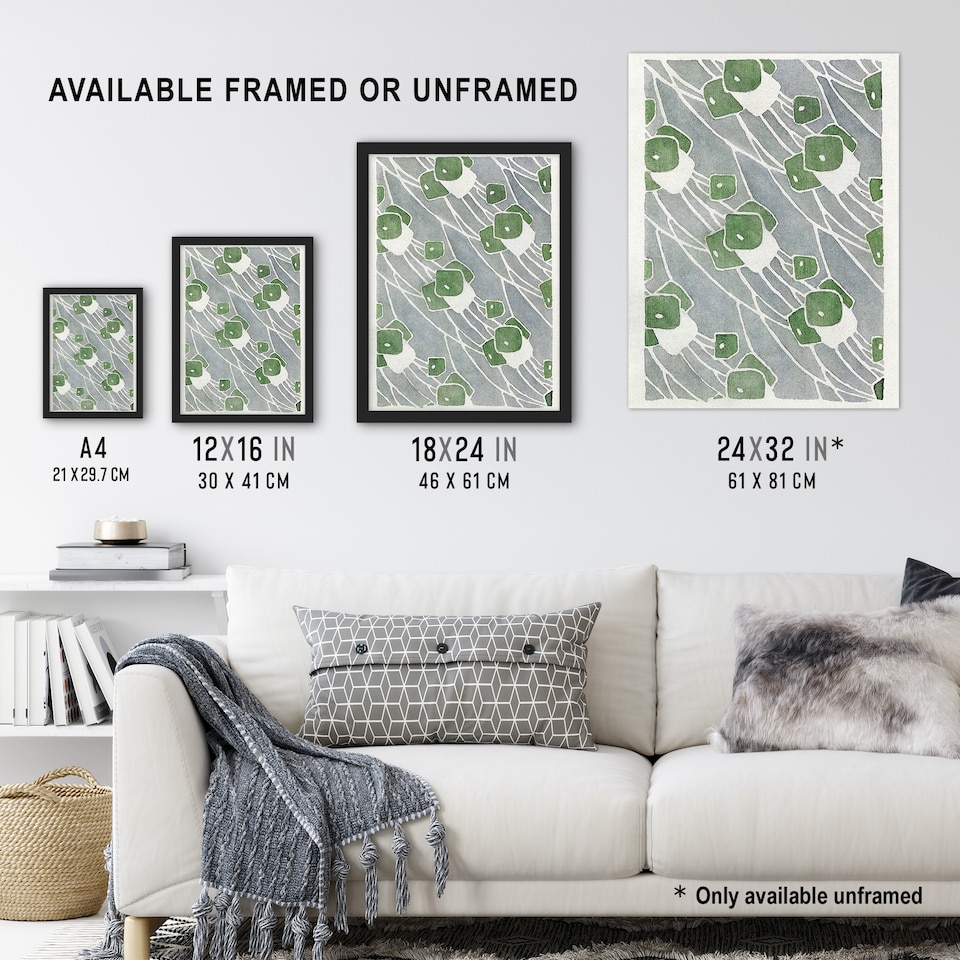 Green Geometric Pattern Vintage Wall Art Print Overbeck 12x16" - Tesco ...