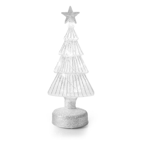 Premier Light Up Glass Silver Glitter LED Christmas Tree 23cm - Tesco ...