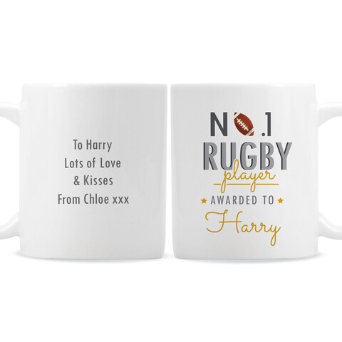 Personalised No.1 Rugby Player Mug | White | 1 - Tesco Groceries