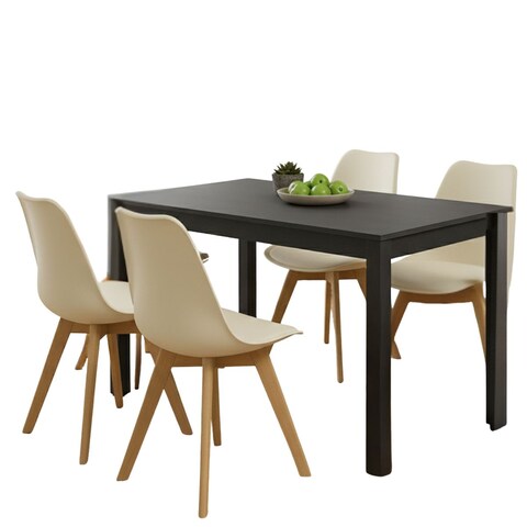 Kosy Koala Dining Table Set with 4 Cream Plastic Chairs Modern Dining ...