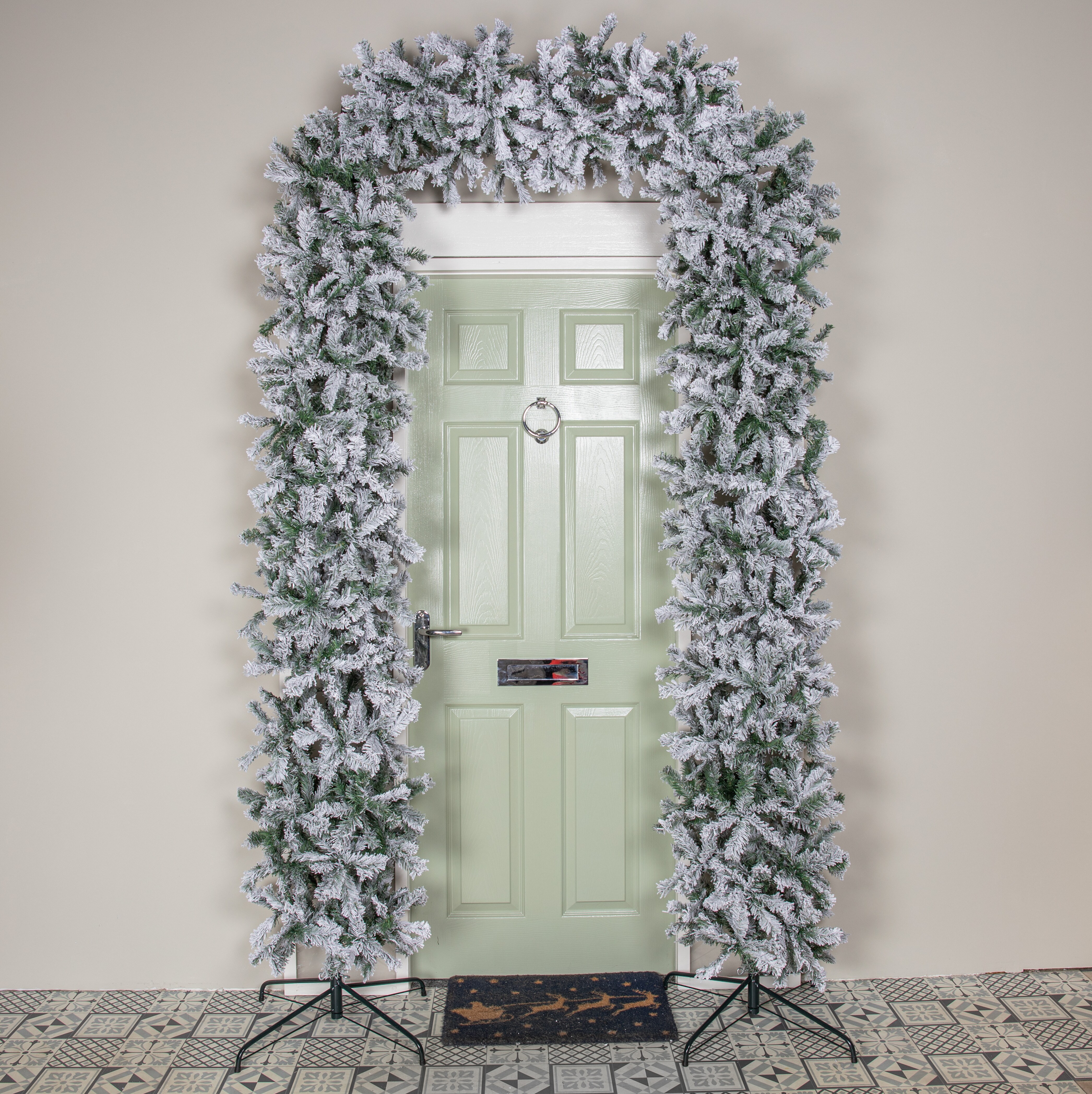 8ft (2.57m) Single Door Artificial Snow Flocked Christmas Tree Arch in ...