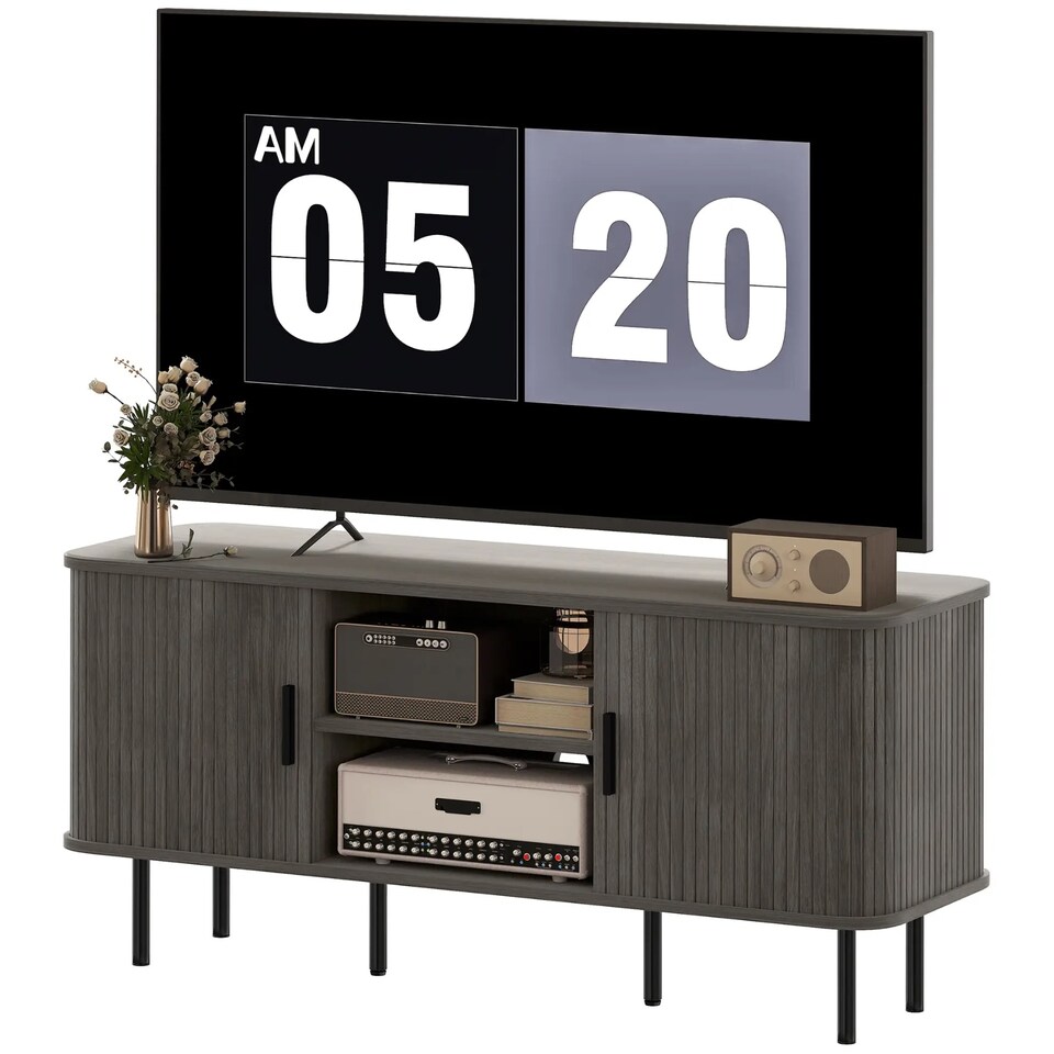 Industrial TV Stand Unit With Storage Cabinets Grey - Tesco Groceries