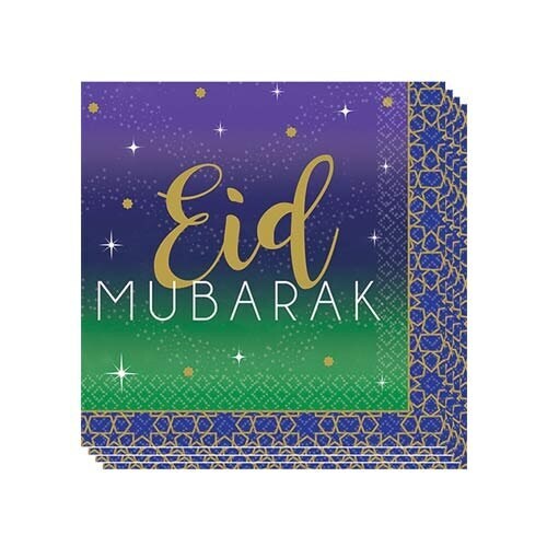 Eid Mubarak Beverage Napkins 25cm 2Ply - Pack of 16 - Tesco Groceries