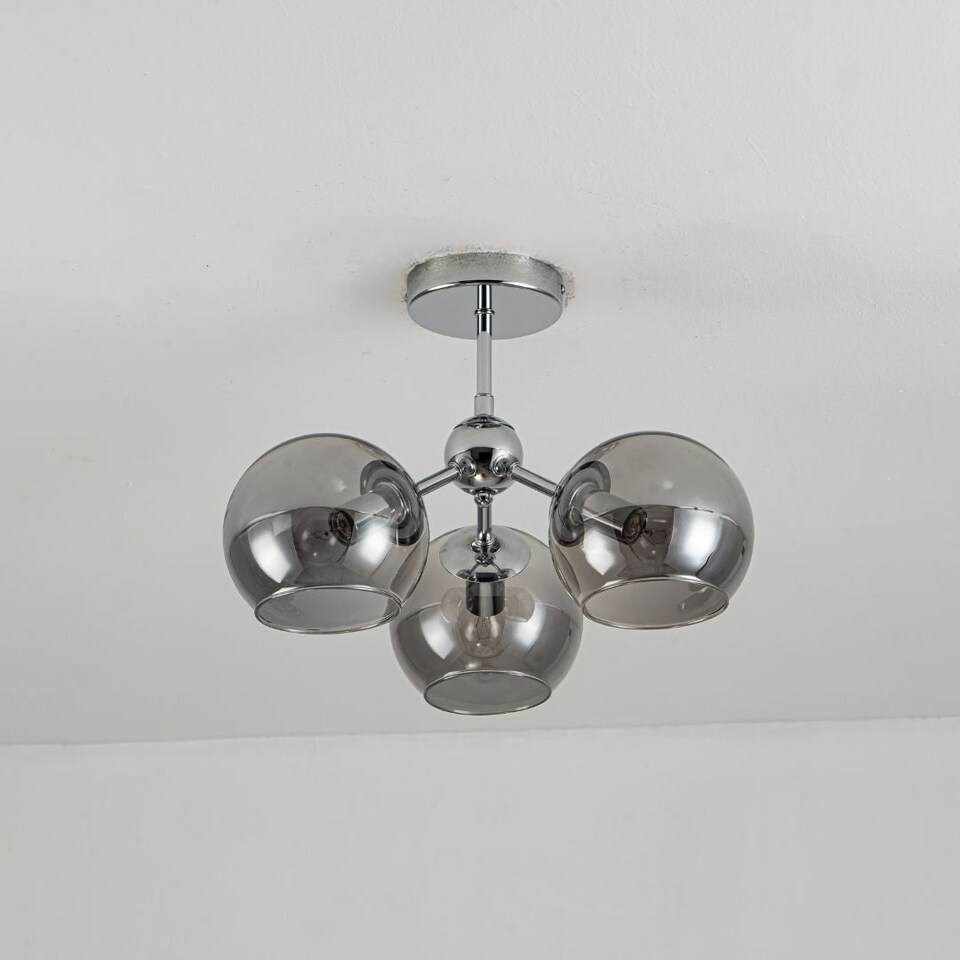 Pagazzi Nia Chrome Smoke 3-Light Semi-Flush Ceiling Light - Tesco Groceries