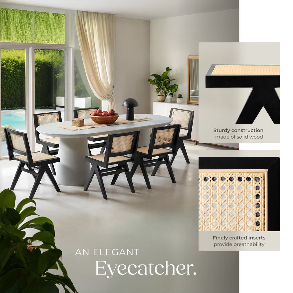 Accent Chair Lizzy with Mid-Century Modern Design, Rattan Backrest and ...