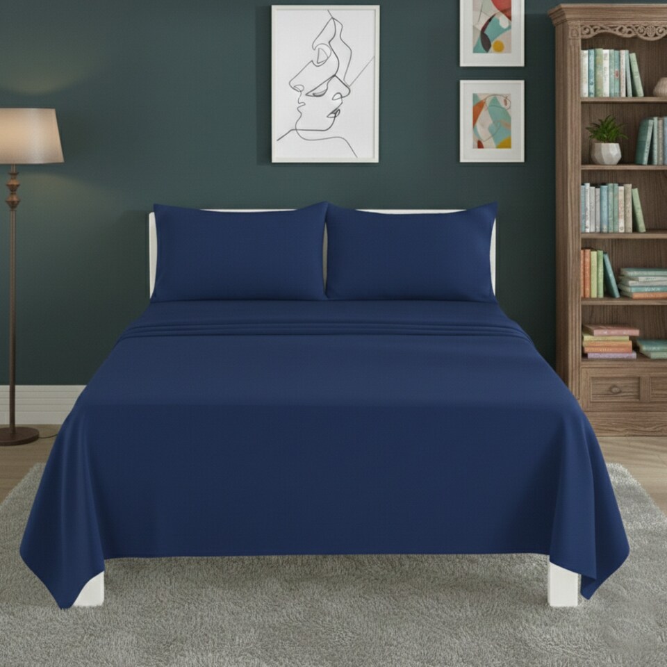 Easy Care Flat Bed Sheet Polycotton Durable Low Maintenance Bedding ...