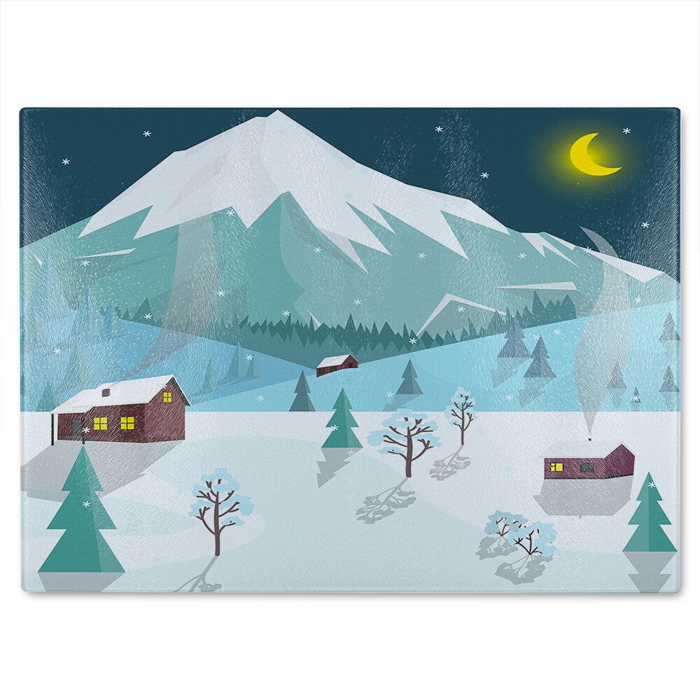 Winter Landscape Dining Glass Chopping Board | Multi - Tesco Groceries