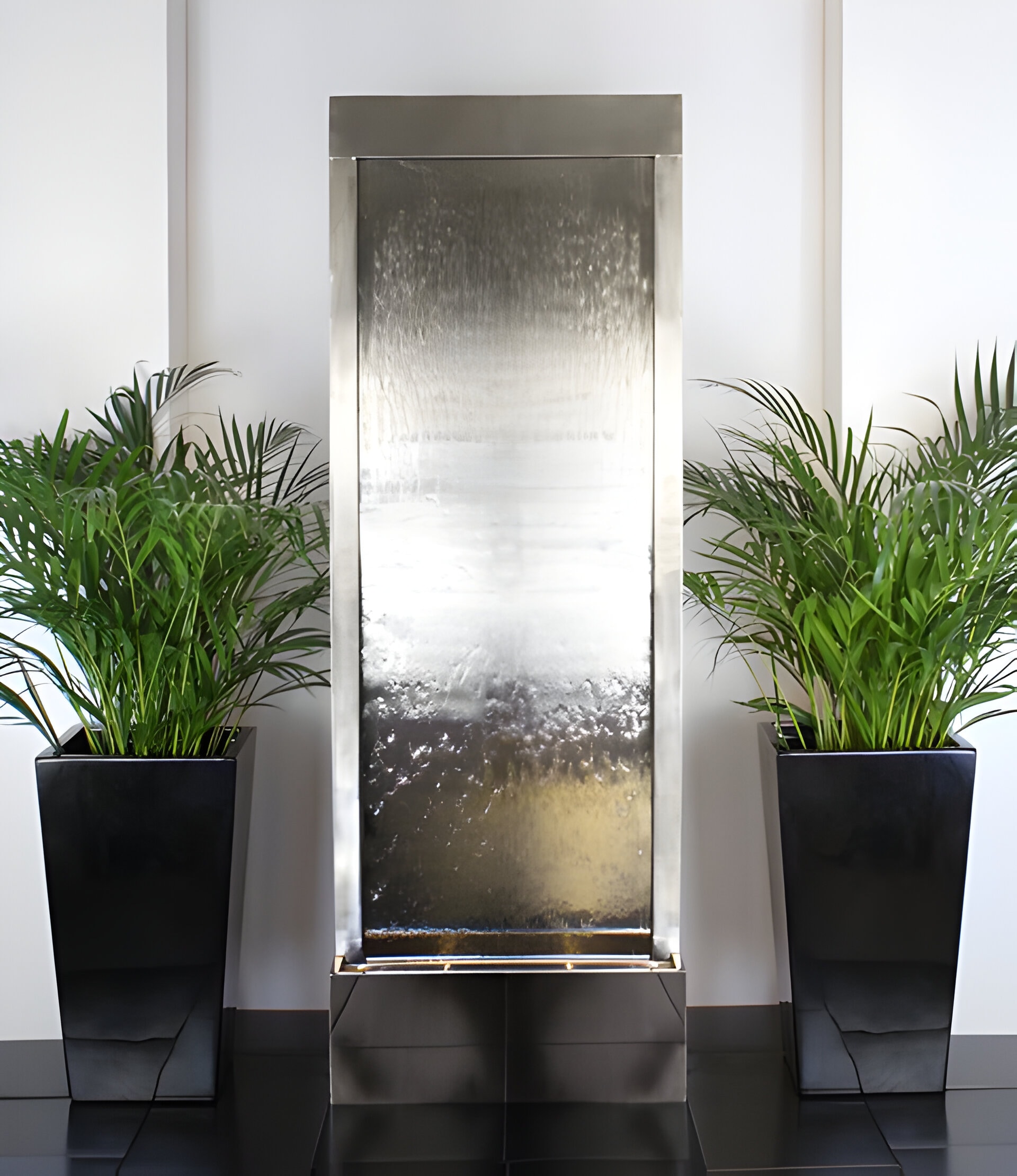 Giant Brushed Stainless Steel Silver Water Wall Cascade Commercial ...
