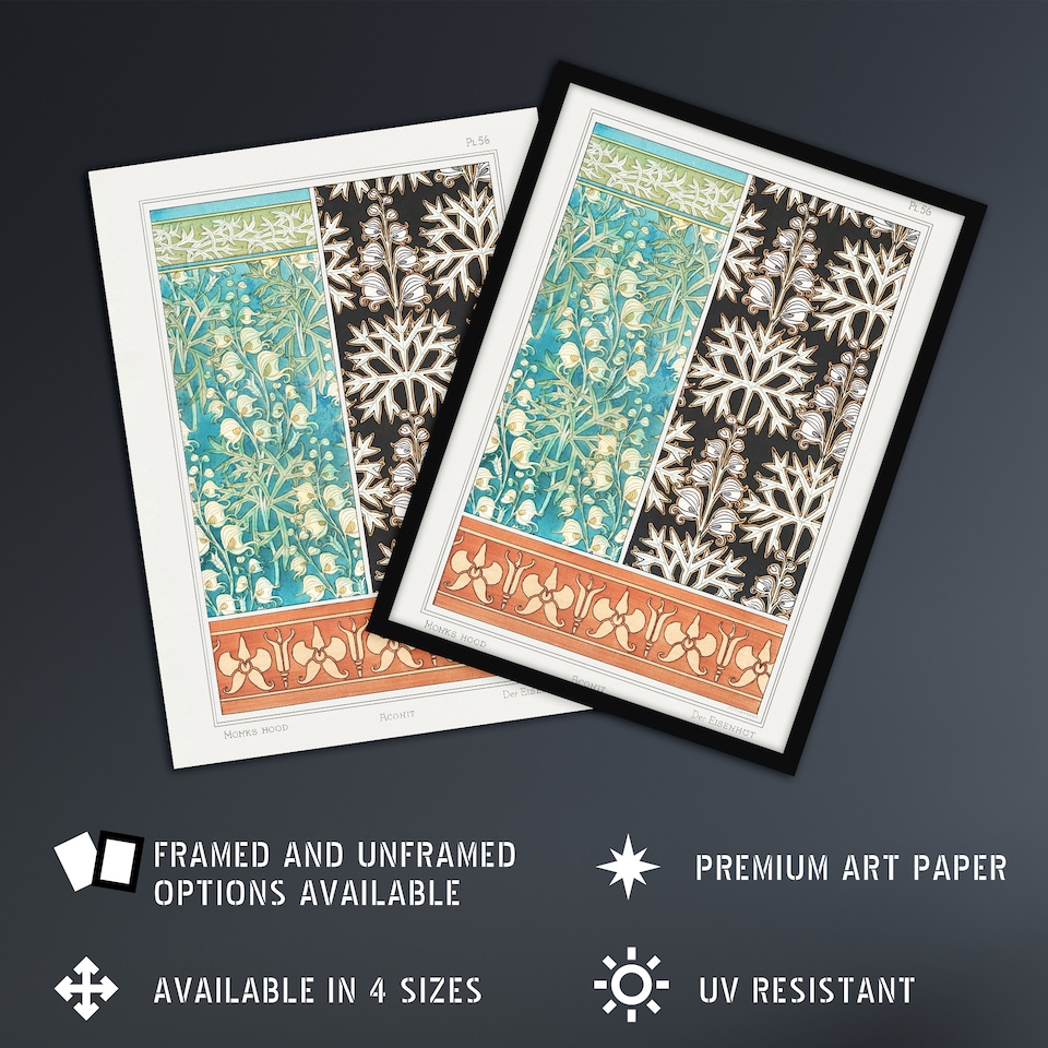 Aconite Monkshood Floral Patterns Vintage Wall Art Print Verneuil 24x32 ...