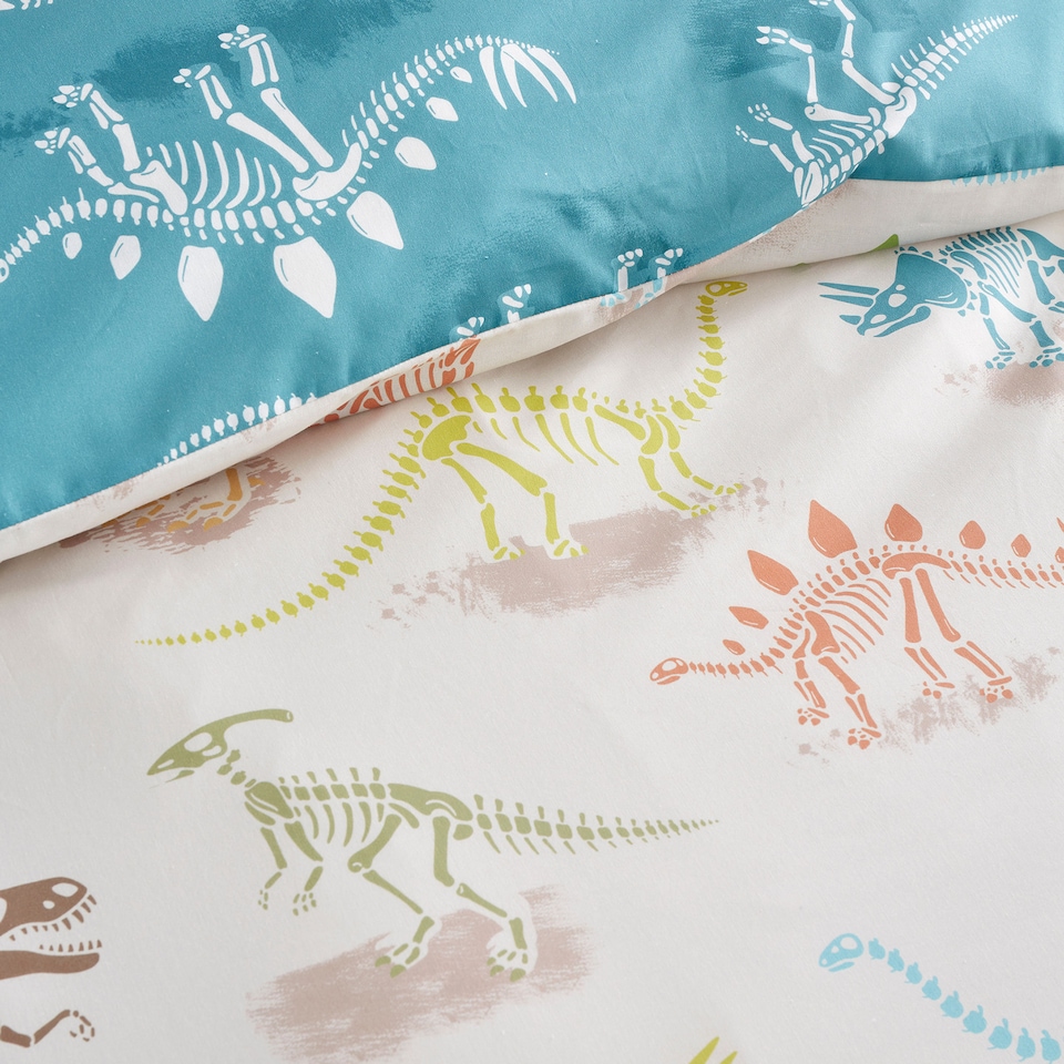 Bedlam Skeleton Dino Duvet Cover Set Natural - Tesco Groceries