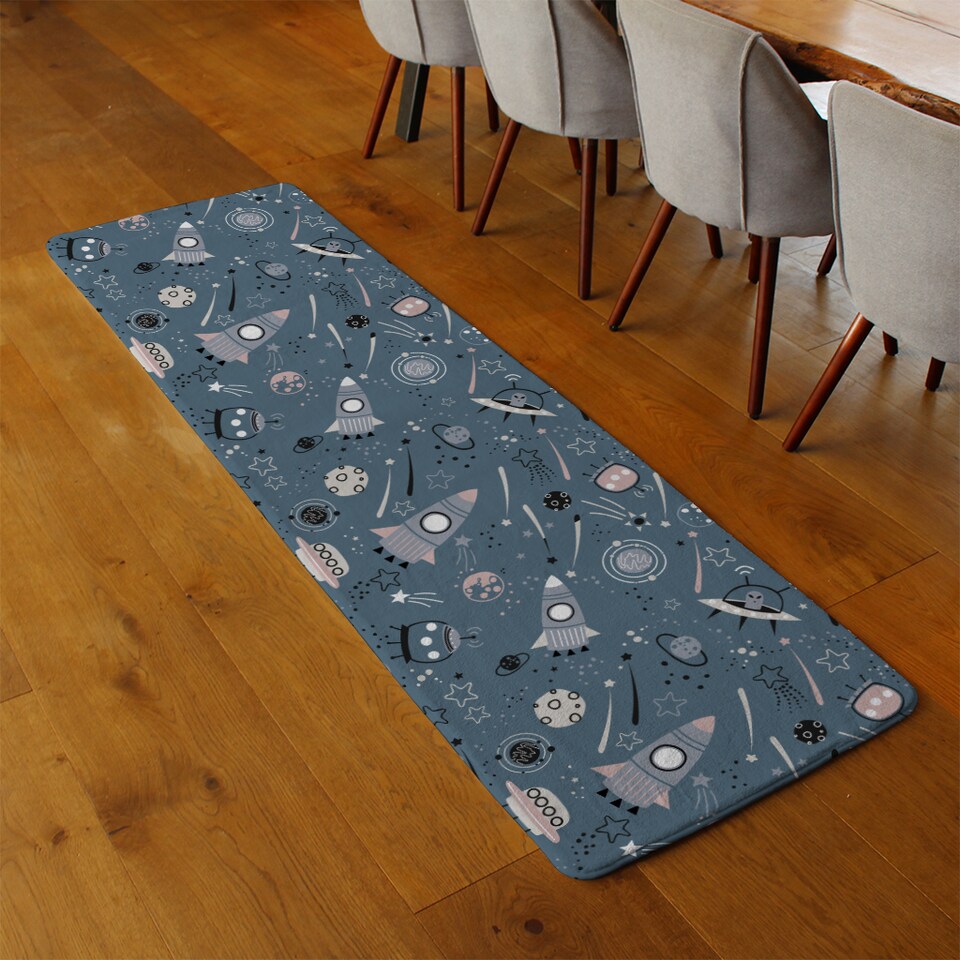 Spaceships And Planets With Stars Runner Rug | Multi - Tesco Groceries