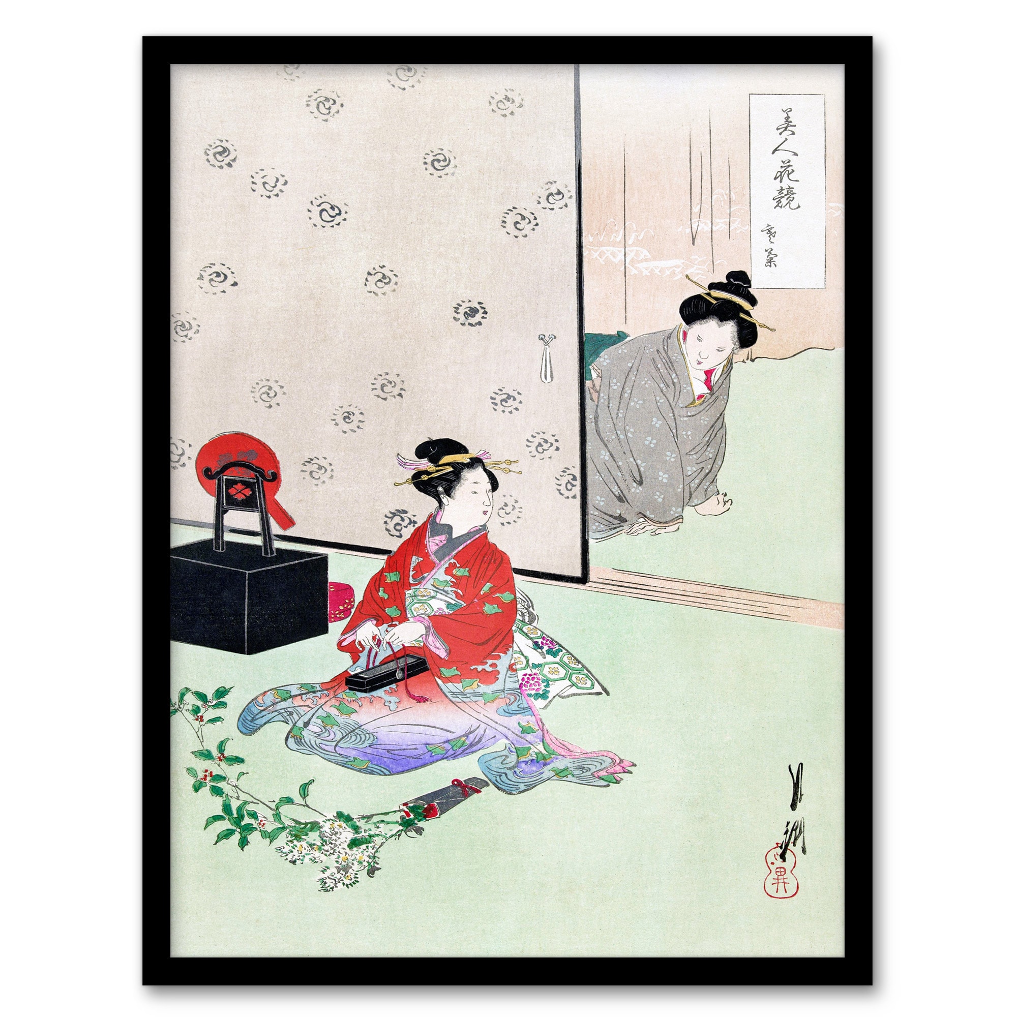 Gekko Framed Wall Art Wrapping A Gift Beauties and Flowers Series Home ...