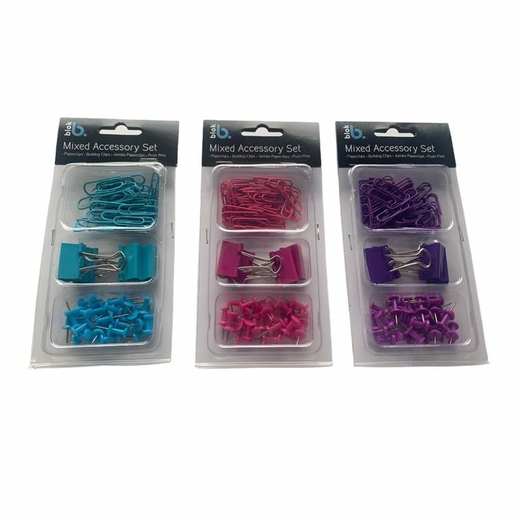 Mixed Coloured Clips and Pins Accessory Set - Tesco Groceries