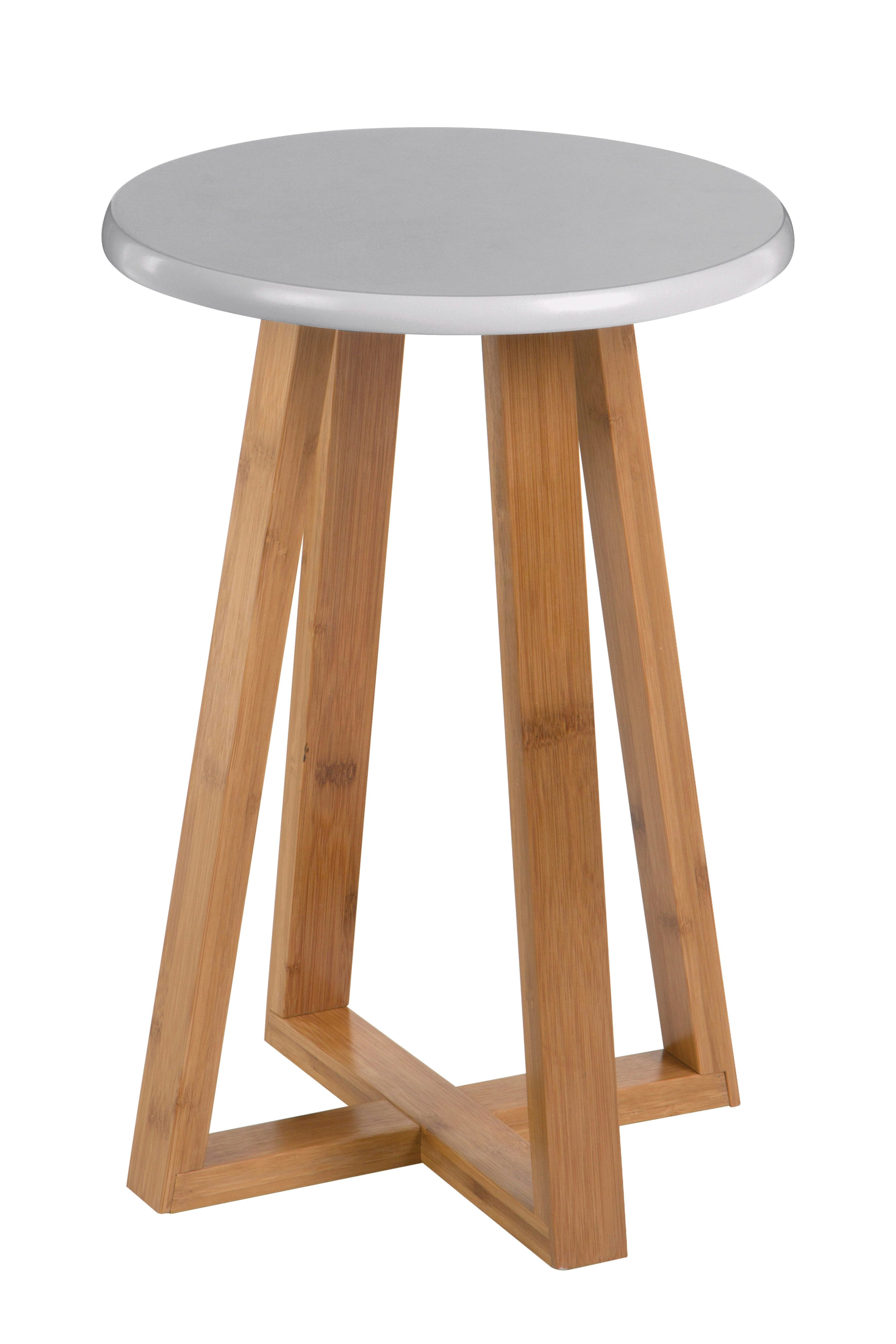 Interiors by Premier Grey and Natural Bamboo Round Stool, Compact ...