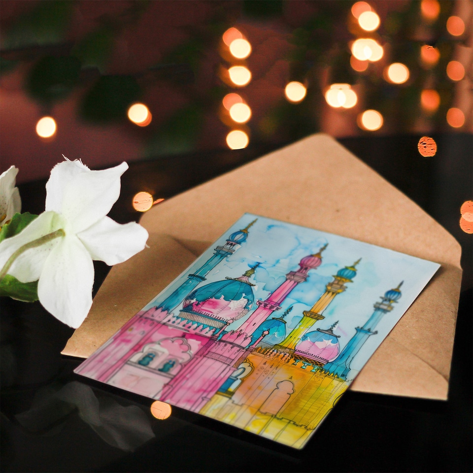 Greeting Card Brighton Royal Pavilion Colourful Watercolour Birthday ...