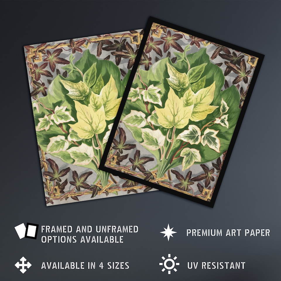 Art Nouveau Ivy Leaves Painting Hibberd Wall Art Poster Print - Tesco ...