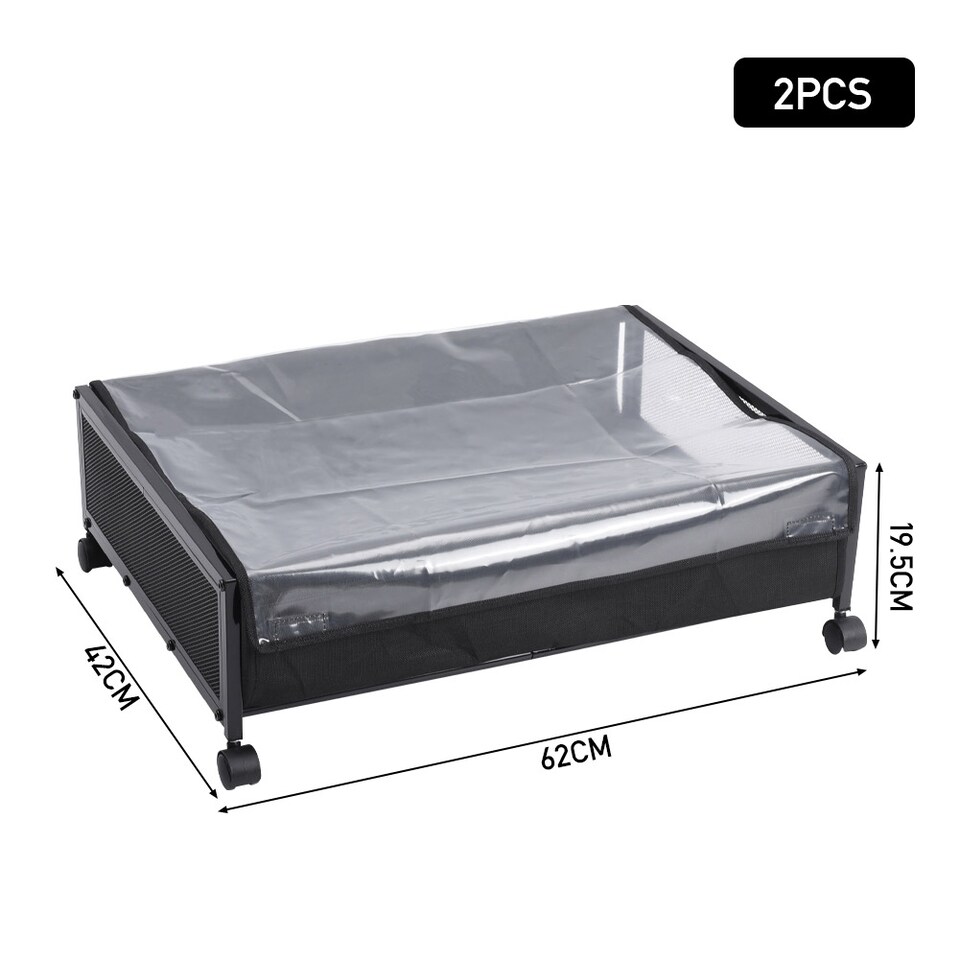 Living and Home 2Pcs Under Bed Steel Storage Organizer Basket with ...