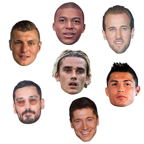 Euro Footballers Cardboard Face Masks - Pack of 7 - Tesco Groceries