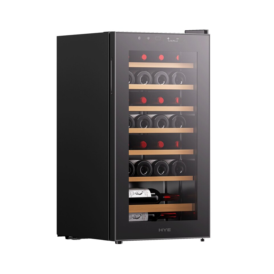 HYE 88L Wine Cooler 28 Bottles, 43cm, Touch Controls, LED Lights, Black ...