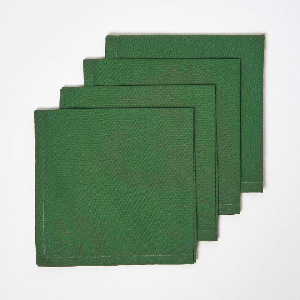 Homescapes Christmas Dark Green Cotton Fabric 4 Napkins Set - Tesco ...