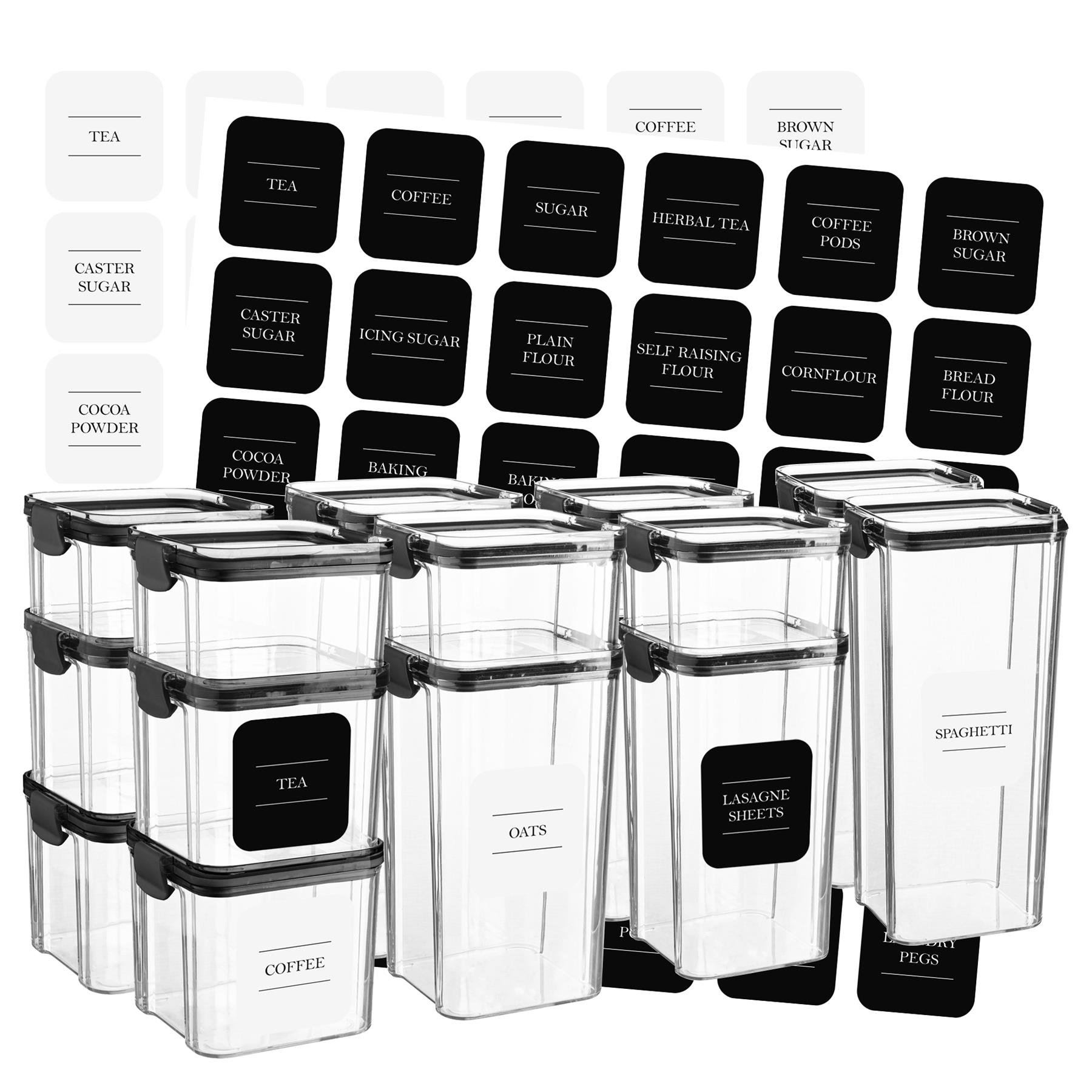 Argon Tableware 16pc Food Storage Containers Set - Black Reusable ...