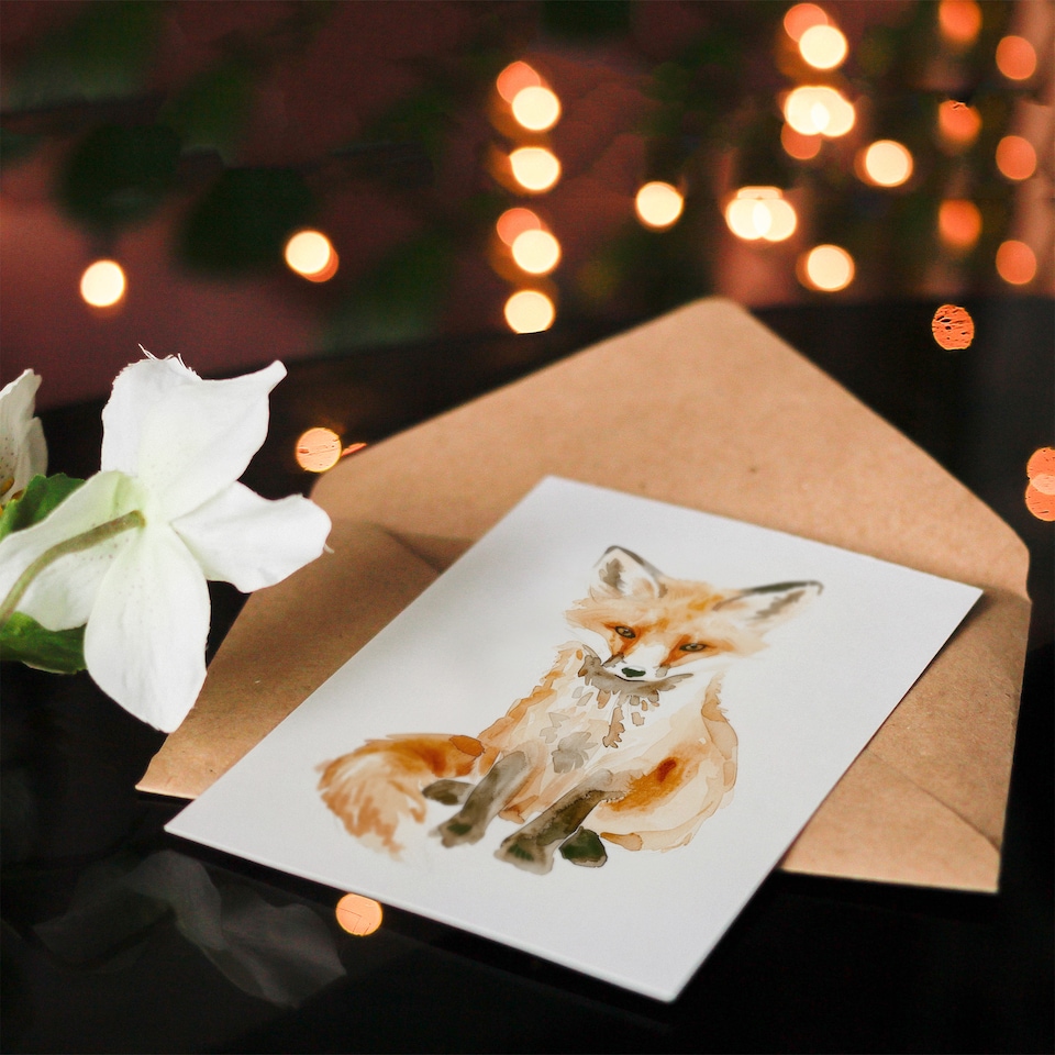 Cute Red Fox Cub Soft Watercolour Animal Lover Birthday Card - Tesco ...