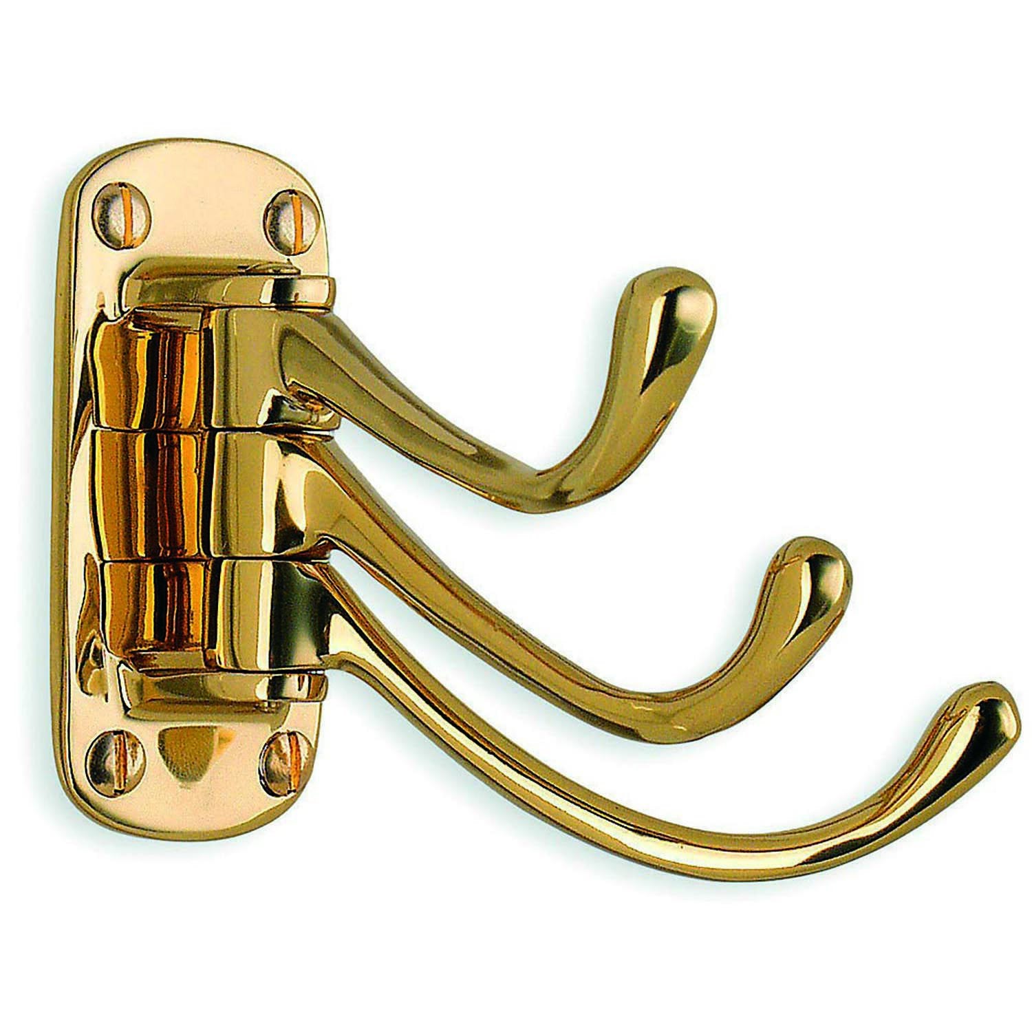 Beslagsboden Triple Swinging Coat Hook in Polished Bass Finish - Tesco ...