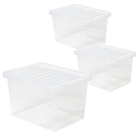 3 x 20 Litre Clear Plastic Storage Containers With Lids Ideal For Home ...